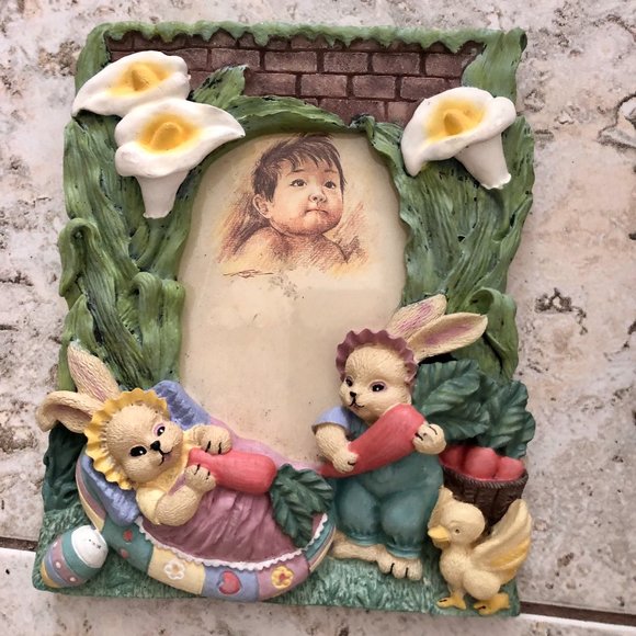 Accents | Easter Bunny Photo Frame 3d Textured Ceramic Resin ...